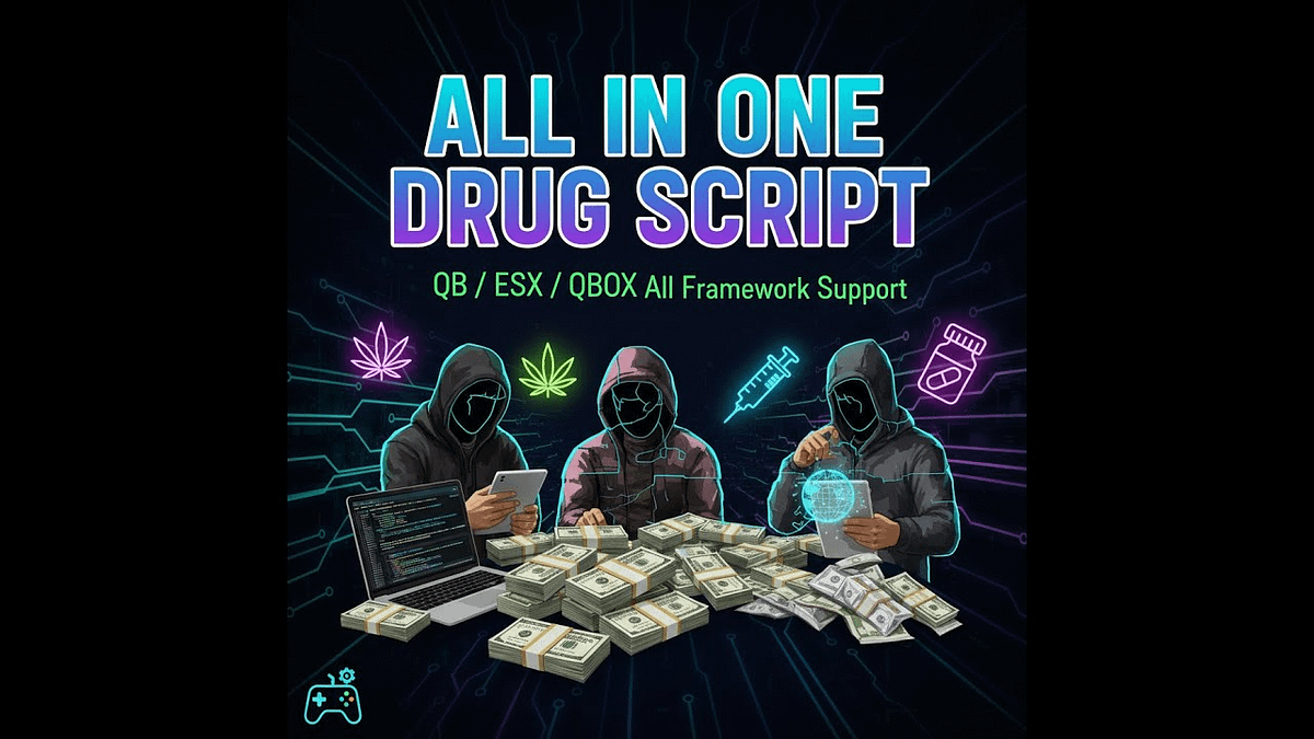FIVEM ALL IN ONE DRUG SCRIPT [ 7+ Drugs , Animation, Shops, Custom Item ...