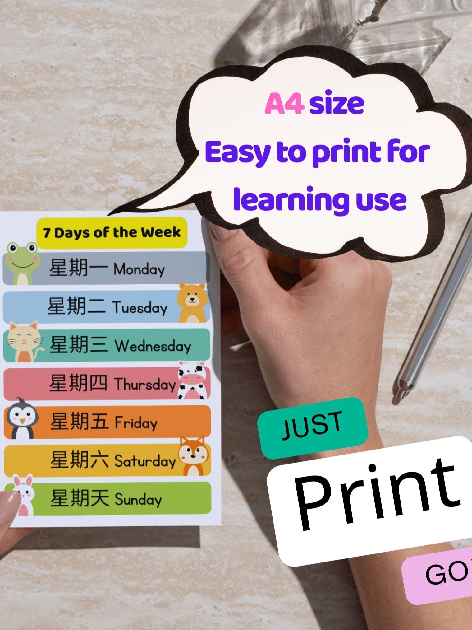 Chinese Days of the Week Poster | Printable Mandarin Wall Chart ...