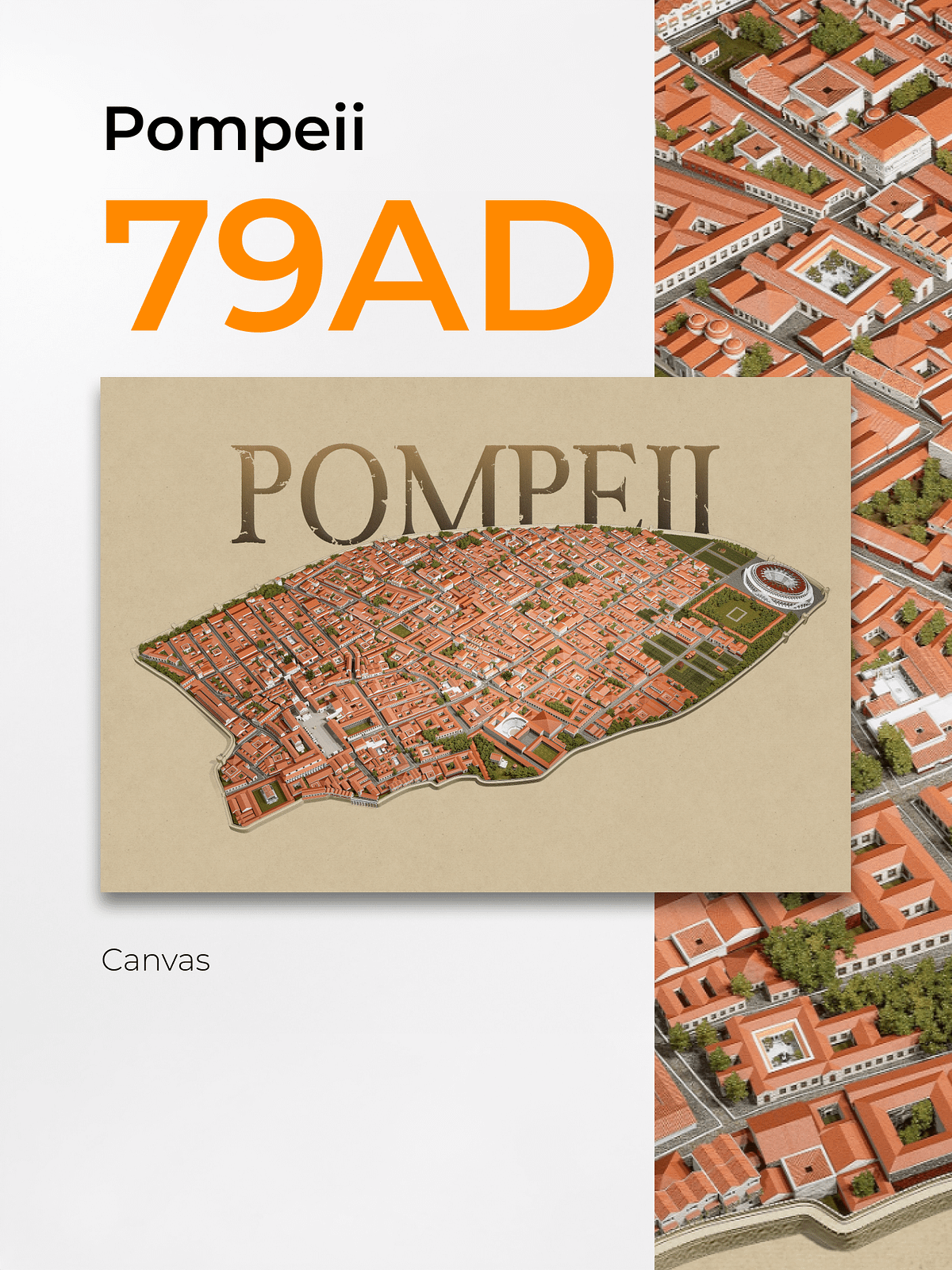 Pompeii 3D Reconstruction City View (Canvas) | Lost in Time