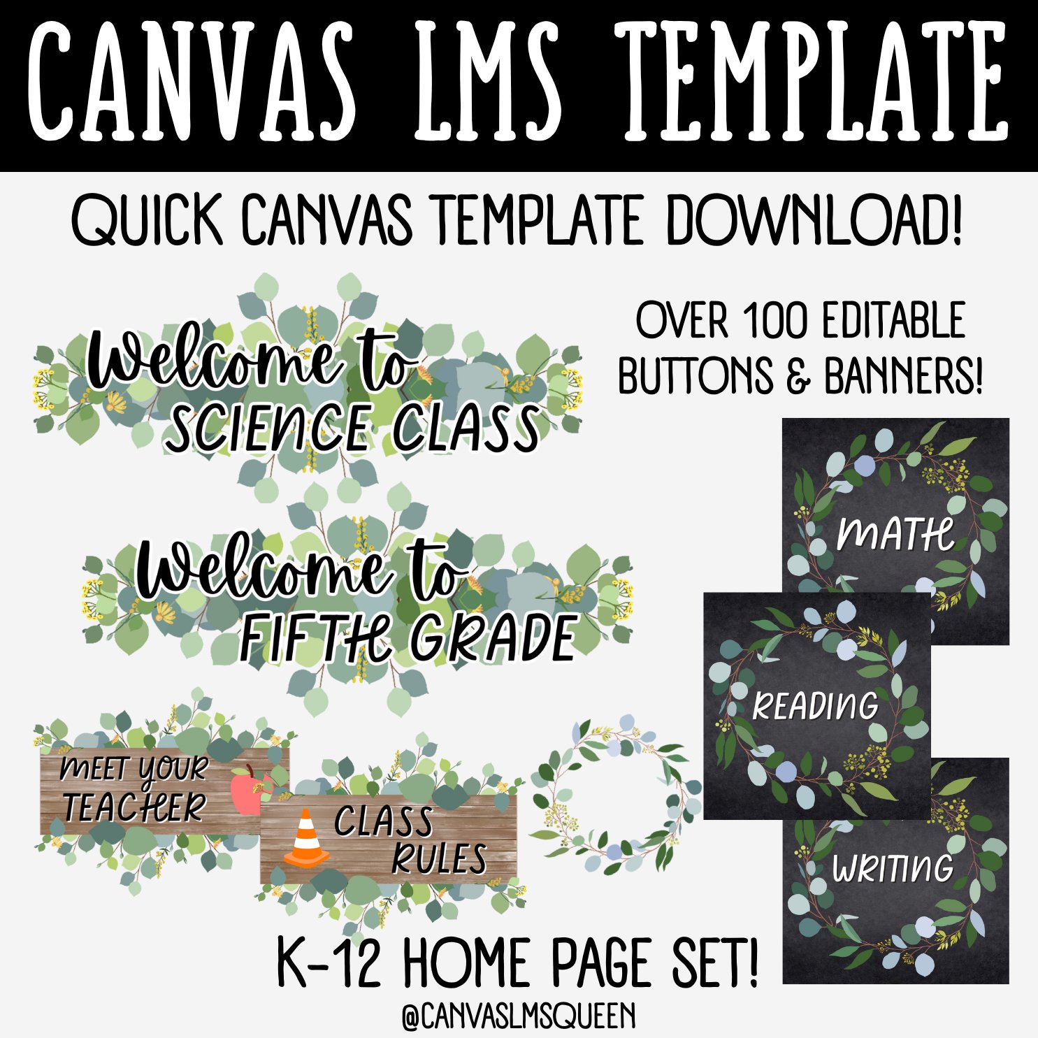 Canvas LMS Template - HOMEPAGE, BUTTONS & BANNERS - Eucalyptus - 100% ...