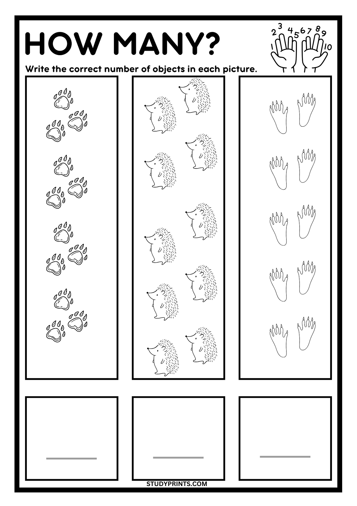 kindergarten math worksheets how many | Study Prints