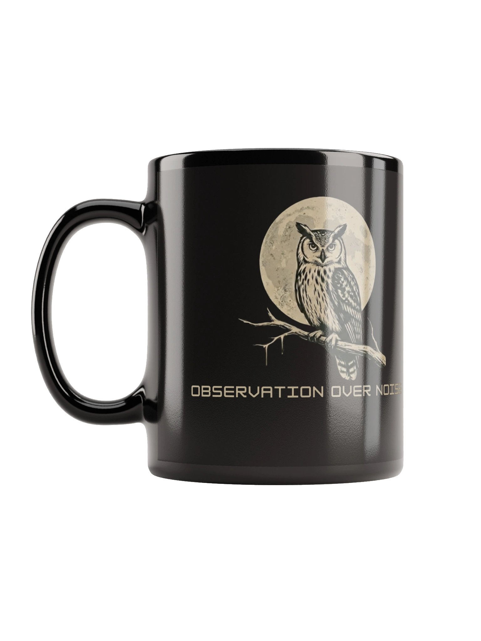 Observation Over Noise Owl Mug | Vintage Black Coffee Mug for ...