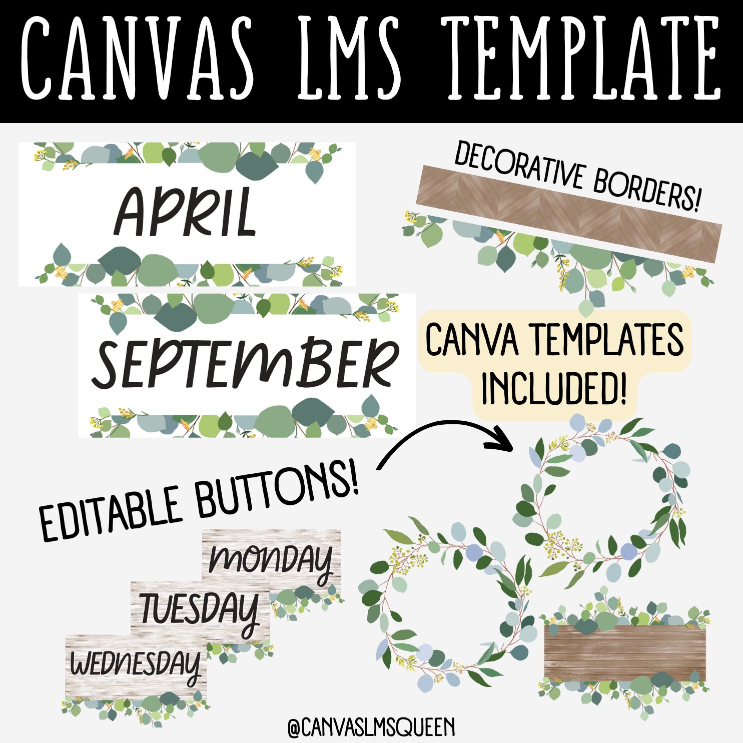Canvas LMS Template - HOMEPAGE, BUTTONS & BANNERS - Eucalyptus - 100% ...