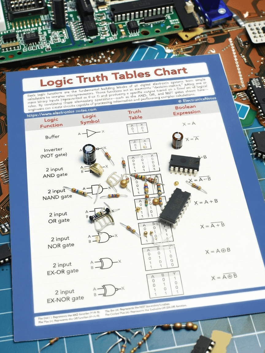 Logic Truth Tables Downloadable Crib Sheet | Electronics-Notes