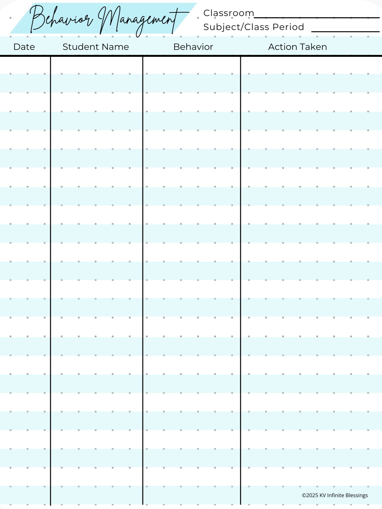 Student Observation & Class Behavior Log | Digital & Printable Bullet ...