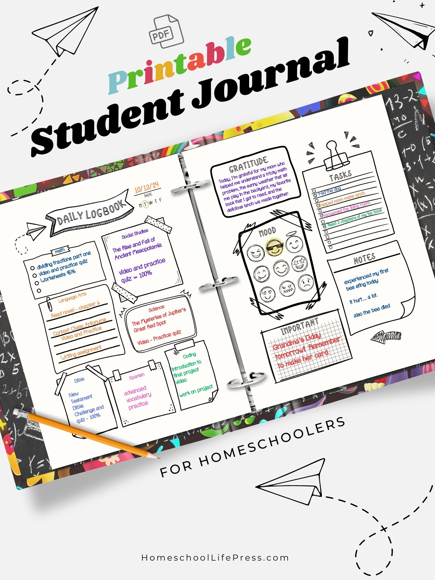 Homeschool Student Daily Journal | Logbook | Homeschool Life Press