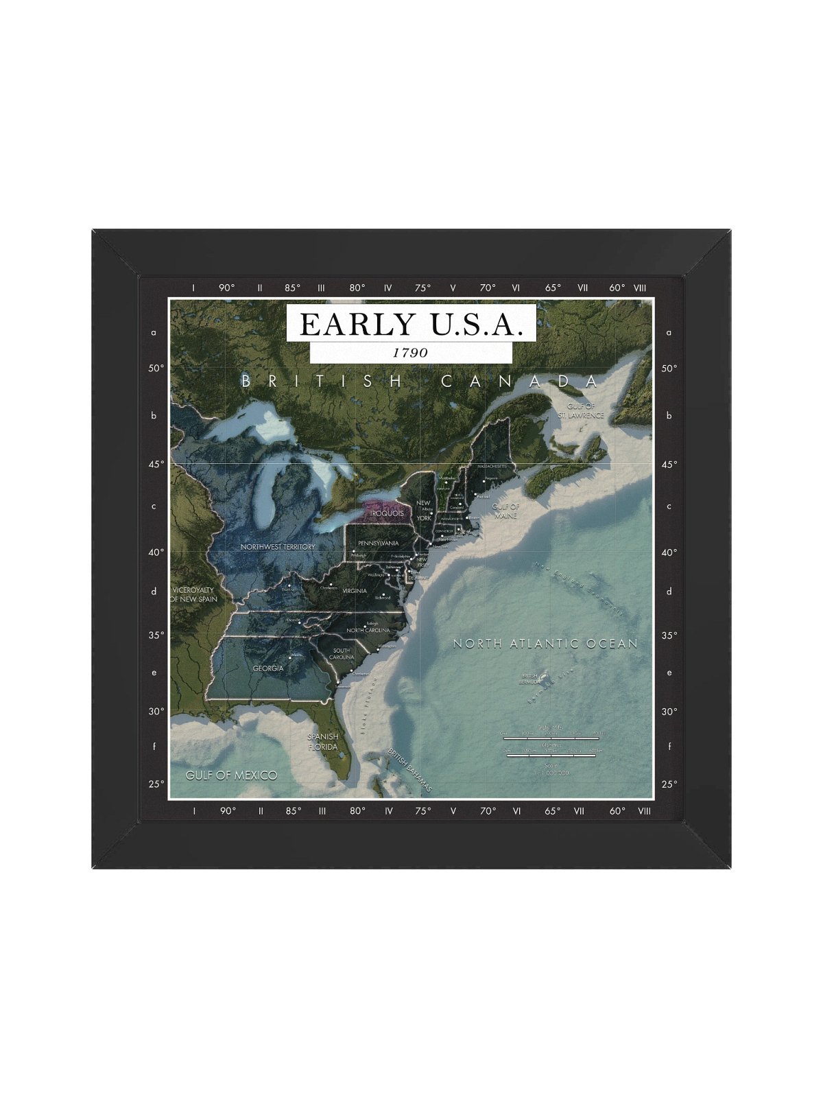 The United States After the Revolution - Framed High Resolution Map ...