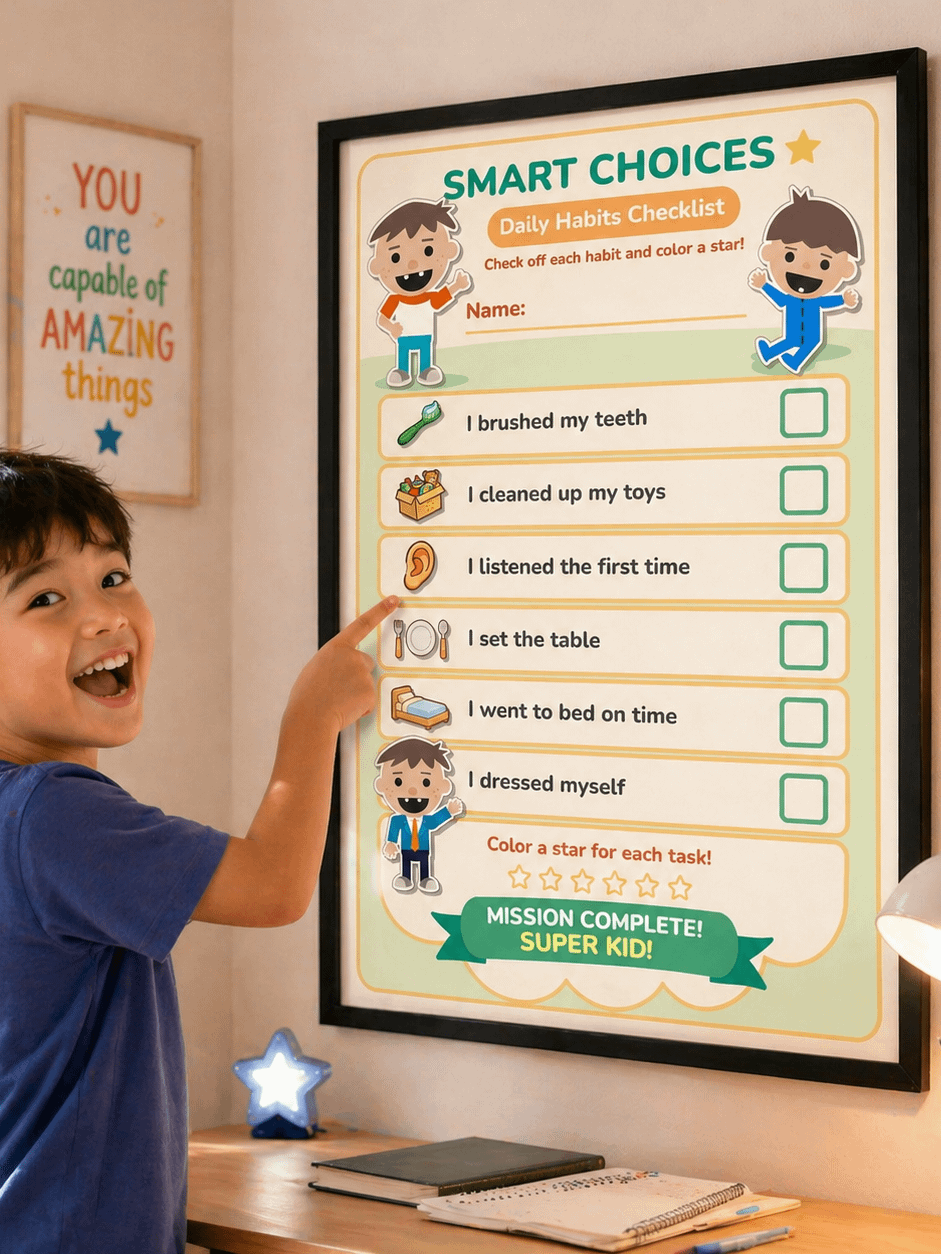 Smart Choices Daily Habits Chart for Kids | Roys Bedoys Reward Poster ...